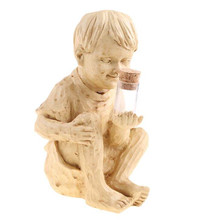 Solar Fireflies Sitting Kids Statue Garden Ornament Lighted Firefly Jar ...