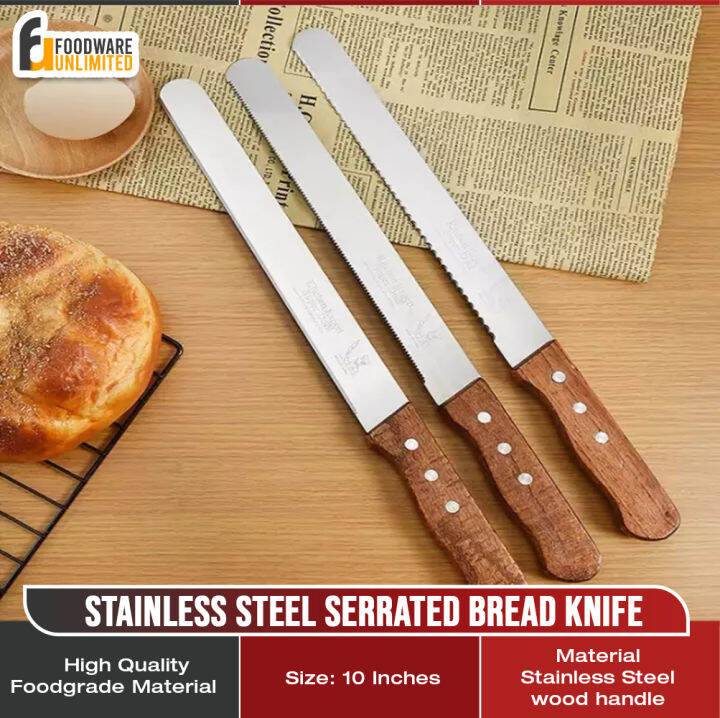 Bread Knife 10inch Non-Stick Stainless Steel Toaster Knife and Non-Slip ...