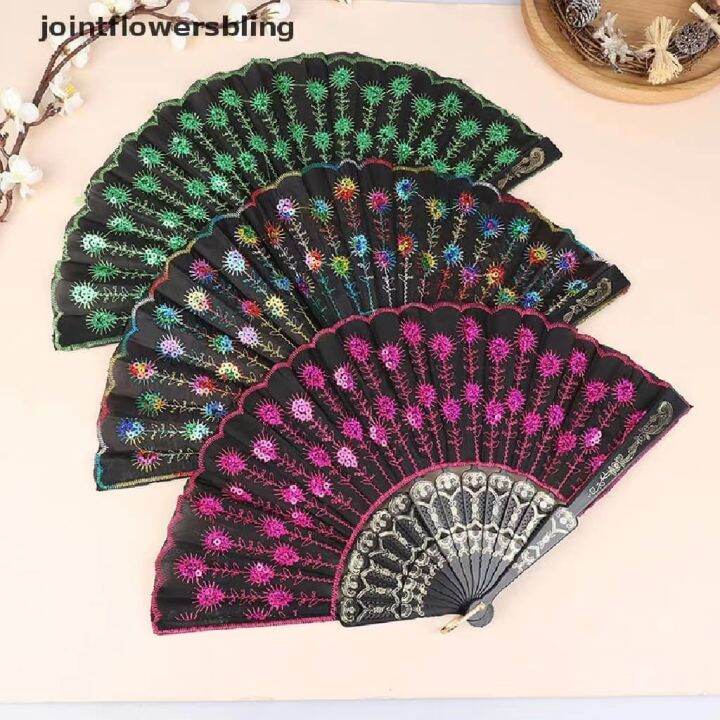 FEDEALK Pure Black Sequined Plastic Fan Chinese Style Wing Chun Dancing ...