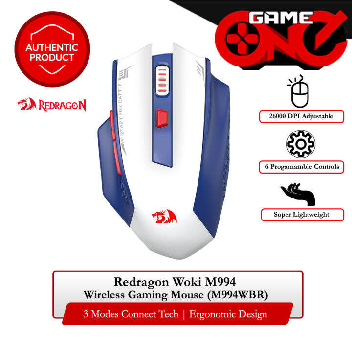 Redragon Woki M994 Wireless Gaming Mouse (M994WBR) - White/Blue | Lazada PH