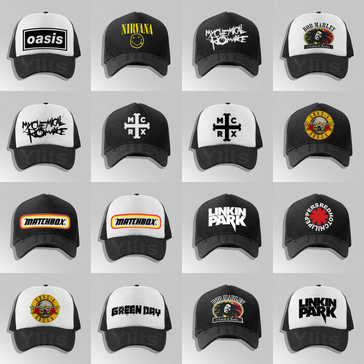 rock band Netcap or trucker cap, rock band design, white and black | Lazada PH