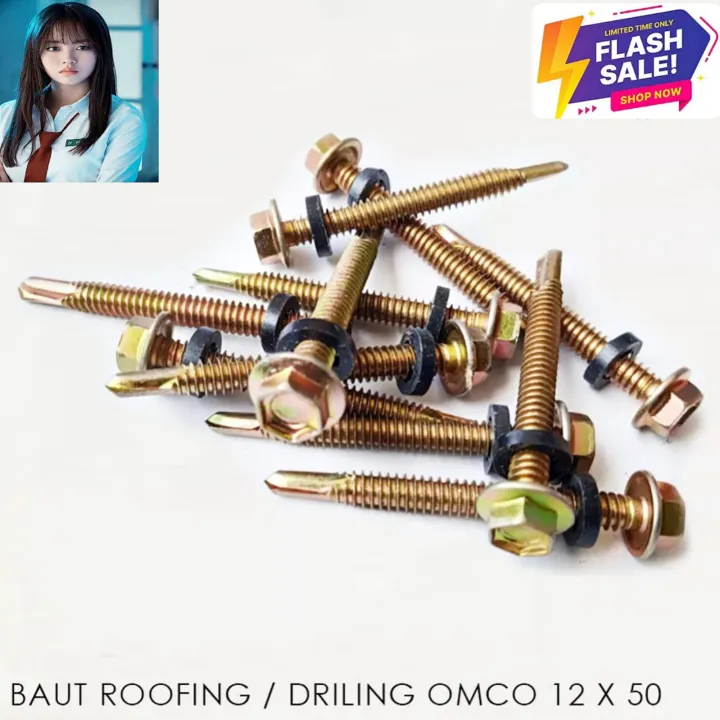 50pcs baut baja ringan roofing/drilling 12x50 panjang 5 cm isi 50pcs ...