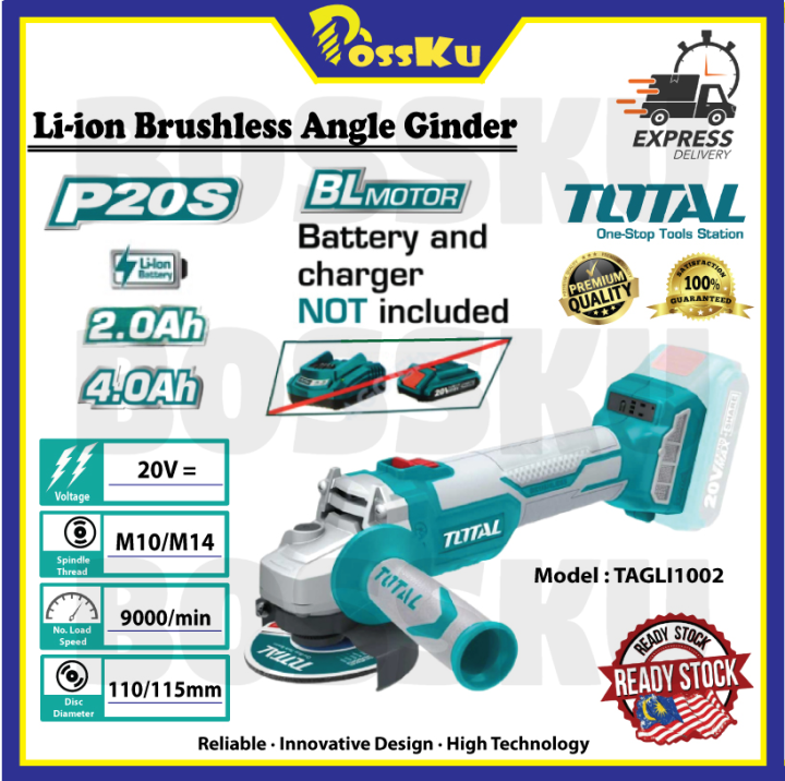 TOTAL Li-ion Brushless Angle Grinder TAGLI1002 【Combo Set】 | Lazada