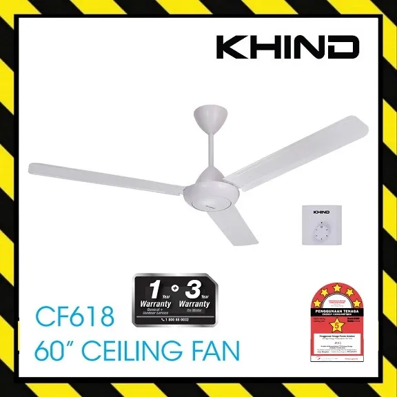 KHIND Ceiling Fan 3Blades 60" With Regulator CF618 - White | Lazada