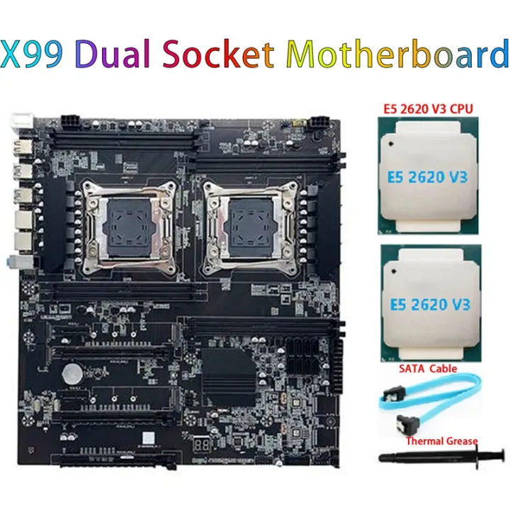 X99 Dual-Socket Motherboard LGA2011-3 Dual CPU Support RECC DDR4 Memory ...