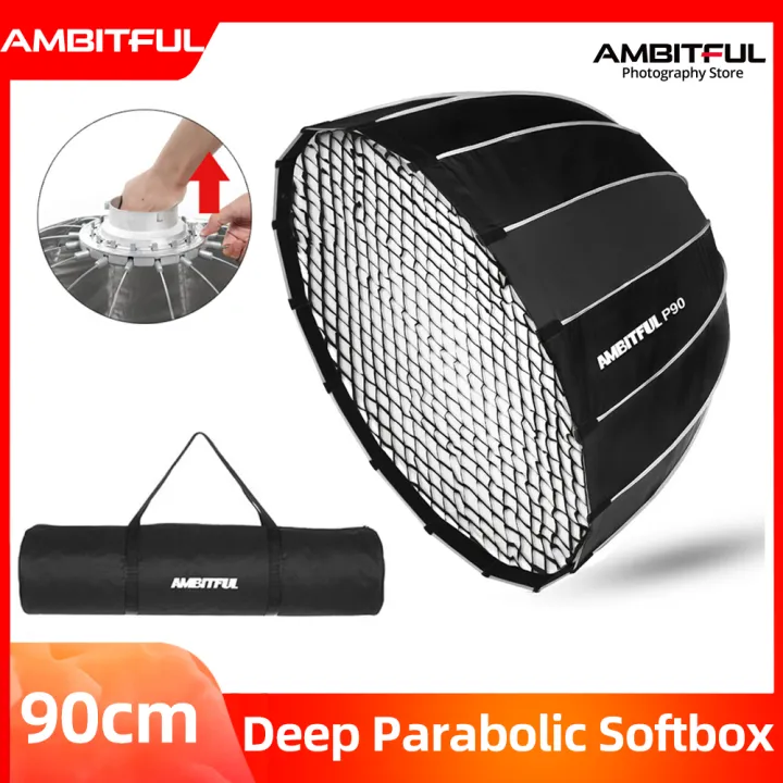 AMBITFUL Portable P90 90CM Quickly Fast Installation Deep Parabolic Softbox Bowens Flash ...