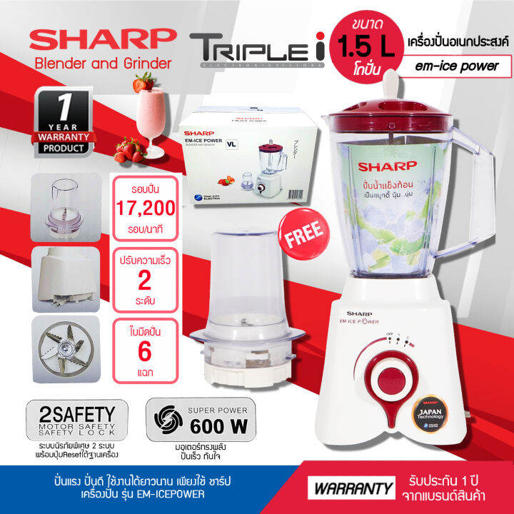 ราคาถูกสุดๆ SHARP เครื่องปั่นน้ำผลไม้ 1.5 ลิตร รุ่น EM-ICE POWER ...