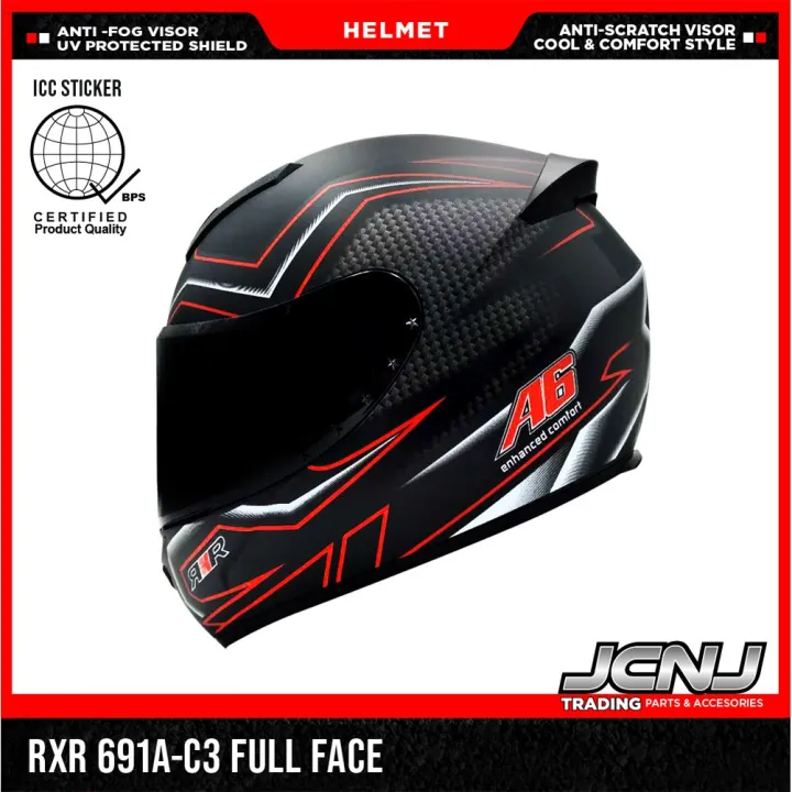 JCNJ Motorcycle Helmet RXR 691A-C3 Full Face With ICC Single Visor ...