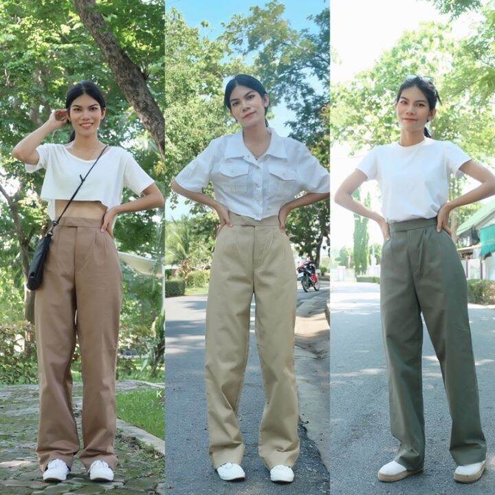 kattalyn. 🏕Uncle Pants กางเกงขากระบอกทรงลุง ผ้าเวสปอย | Lazada.co.th