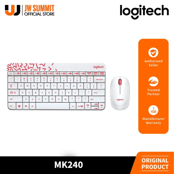Logitech Mk240 Nano Wireless Keyboard And Mouse Combo White Vivid Red Lazada Ph