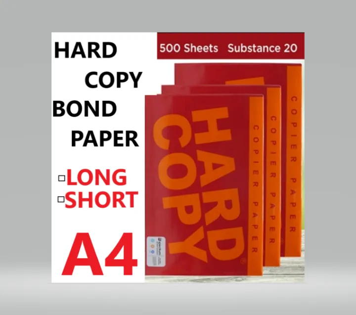 HARD COPY SUBSTANCE 20 BOND PAPER LONG/SHORT/A4 500PCS/500 SHEETS PER ...