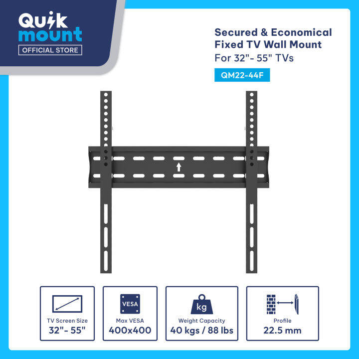 Quikmount Secured & Economical Fixed TV Wall Mount For 32"-55" TVs (QM22-44F) | Lazada PH