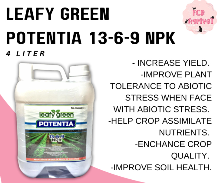 [VET SUPPORT] Leafy Green Potentia 13-6-9 NPK FOLIAR 4 liter Plant Booster Power grower Para sa ...
