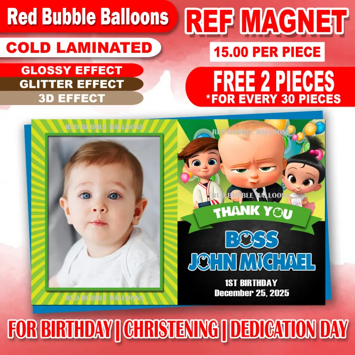 Boss Baby Ref Magnet Birthday Christening Baptism Baptismal Dedication ...