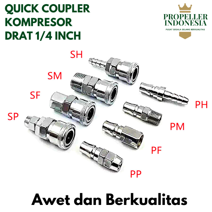 Quick Coupler Connector Angin Neple Kompresor Universal Drat 1/4 Inch | Lazada Indonesia