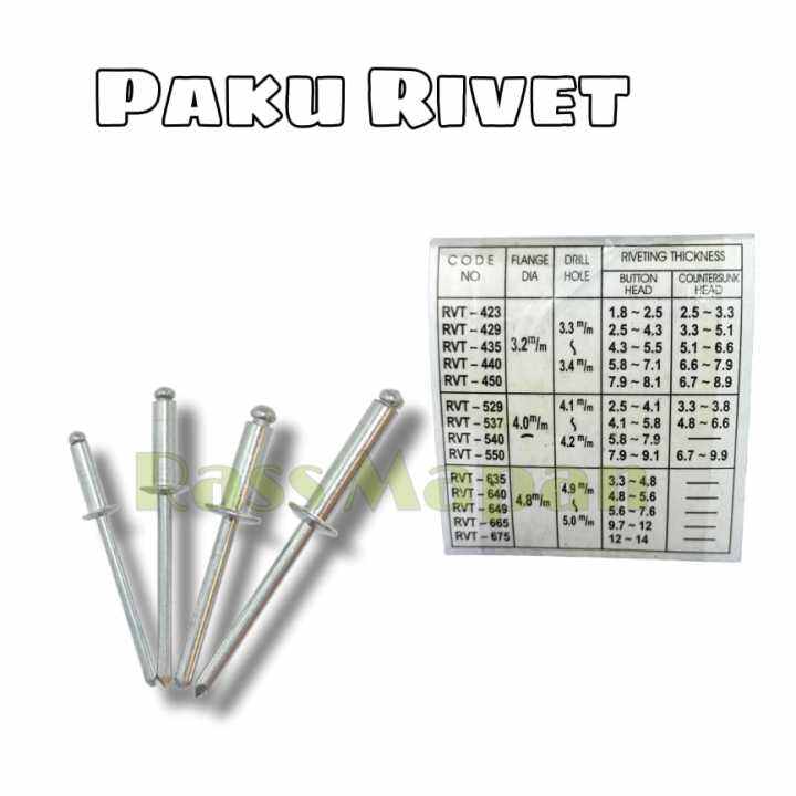 Paku Rivet Riveti Rivetti Blind Paku Tembak 423 429 435 440 450 1 Kotak ...