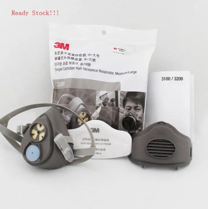 2022 NEW Original 3M 3200 Half Mask Respirator + 3700 Bearing Seat + 3701 Filter Cotton (1 PC ...