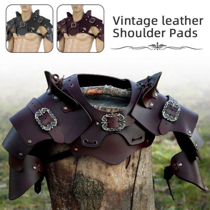 Medieval Shoulder Armor Viking Knight Gladiator Pauldrons PU Leather ...