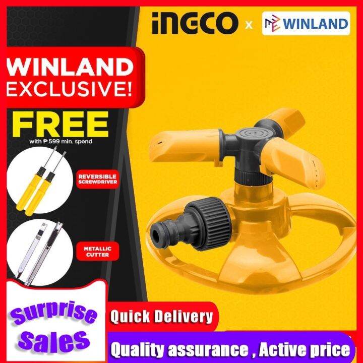 INGCO by Winland Plastic 3 Arm Rotary Garden Sprinkler Garden Sprayer ...