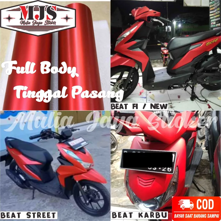 decal stiker beat polos warna merah metalik full body cutting sesuai ...