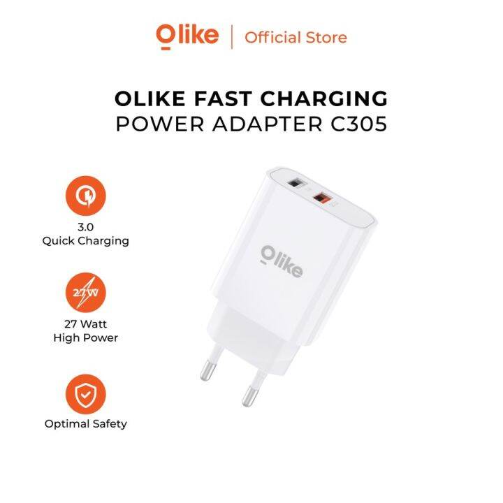 OLIKE C305 POWER ADAPTER FAST CHARGING 27WATT KEPALA CHARGER | Lazada ...