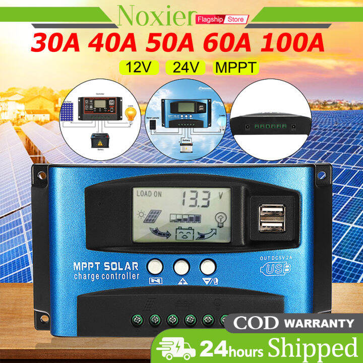 [Ship in 24hours] Noxier Mppt Solar Charge Controller 100a 60a 50a 40a 30a Power Dual USB Lcd ...