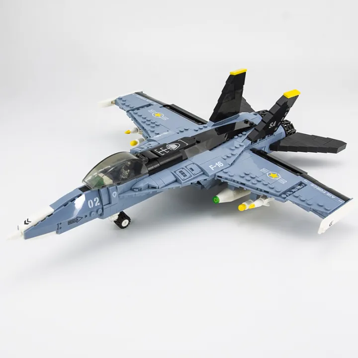 Military Series Compatible Legao Blocks MOC Aircraft F16 Jet Fighter ...