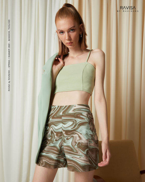 RAVISA by RAVISARA - Marylebone Print Mayfair Shorts กางเกงขาสั้นลายปริ ...