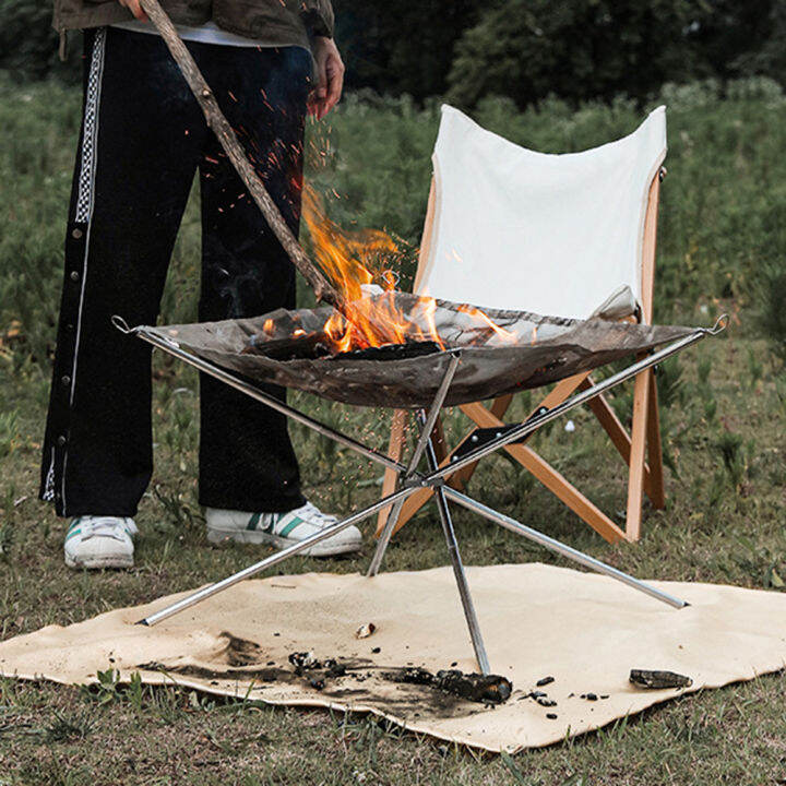 Bonfire Campfire Pit Camping Wood Stove Stand Frame Fire Rack Stainless ...