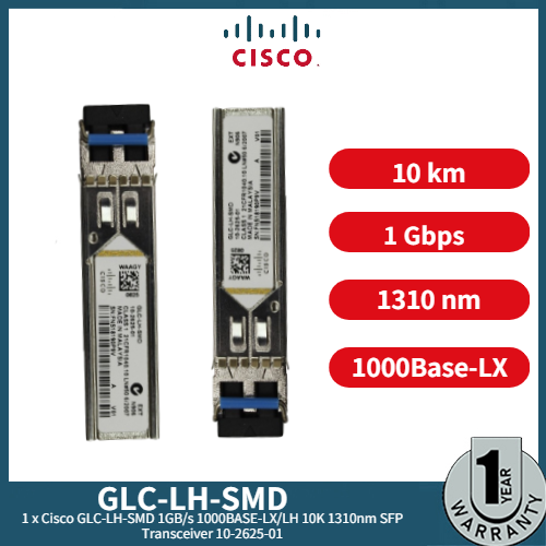 GLC-LH-SMD Cisco 1GB/s 1000BASE-LX/LH 10K 1310nm SFP Transceiver 10-2625-01 Network hardware IT ...