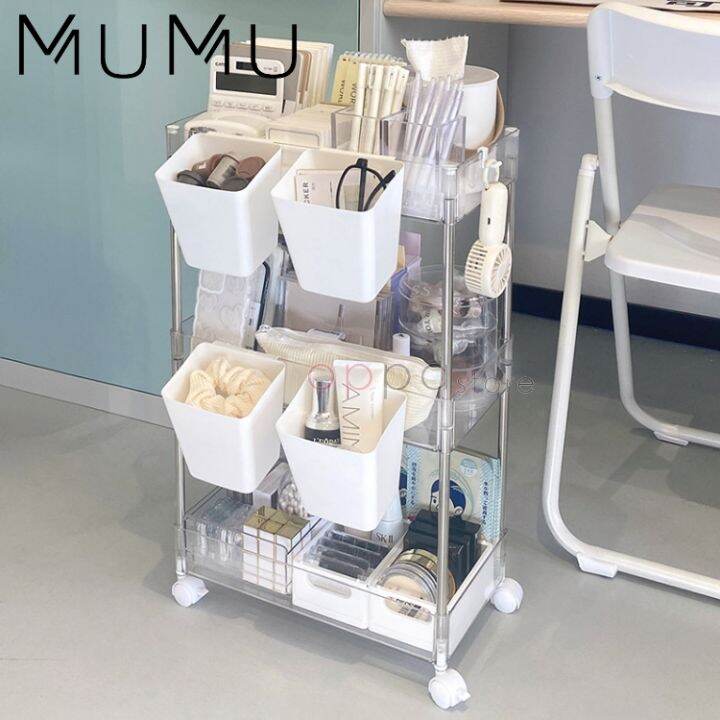 MUMU Style Minimalist 2/3/4 Tier Transparent Trolley Storage Skin Care ...