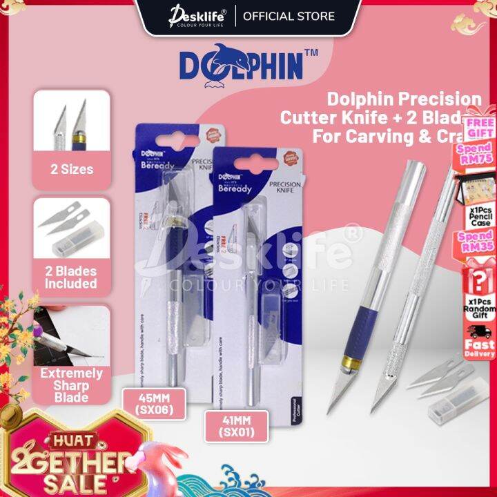 Desklife Dolphin Precision Cutter Knife Pen Knife Blade + 2 Blades for Carving Knife & Craft ...