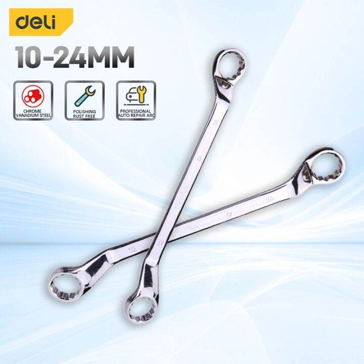 Deli Double Ring Spanner Wrench (10x12mm 12x14mm 17x19mm 19x22mm 21x23mm 22x24mm) Ring Wrench ...