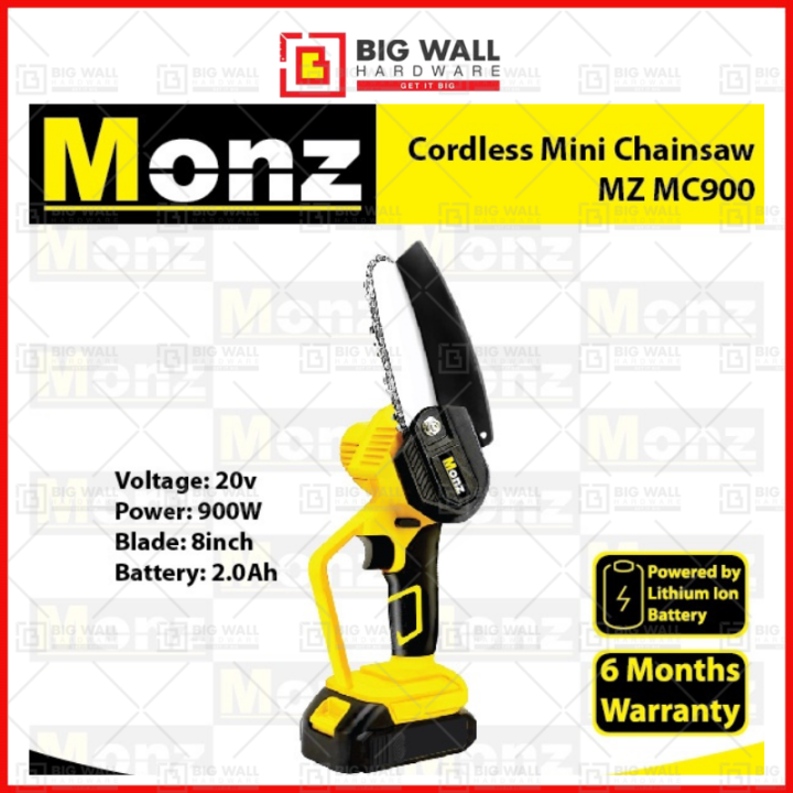 Monz 900W Cordless Mini Chainsaw MZ20 MC900 with 2.0ah Battery & Hard ...