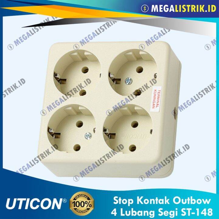 UTICON STOP KONTAK ARDE 4 LUBANG SEGI / SOCKET OUTLET KOTAK ST-148S ...