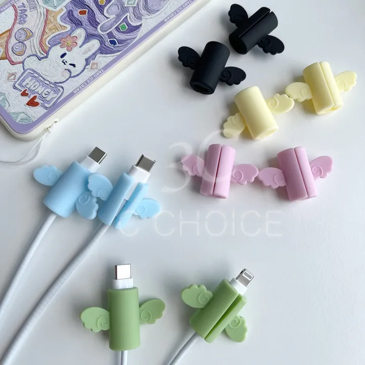 Cable Protector Data Cute Angel Wing Simple Line Protector Sheath Cable ...