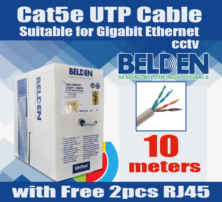 10 Meters Belden 1583A Cat 5E UTP Cable Unshielded AWG24 Gray With Free ...