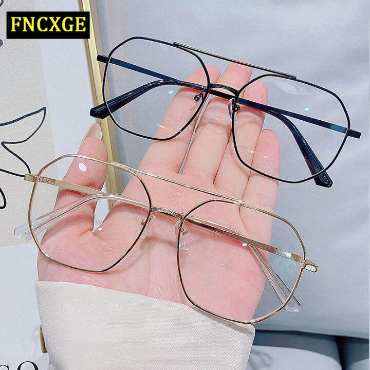 FNCXGE แว่นตาสายตาสั้น 0.0 ถึง -6.0 ผู้ชาย ผู้หญิง แฟชั่น ป้องกันแสงสีฟ้า โลหะ สไตล์วินเทจ แว่น ...