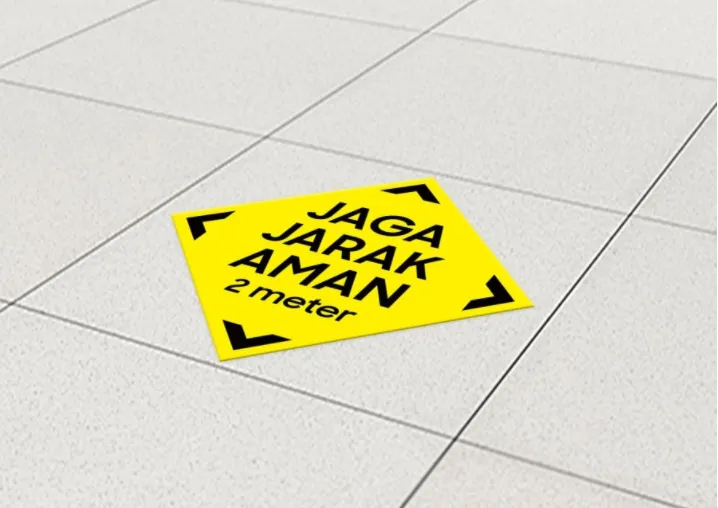 STIKER LANTAI SOCIAL DISTANCING JAGA JARAK AMAN 2 METER | Lazada Indonesia