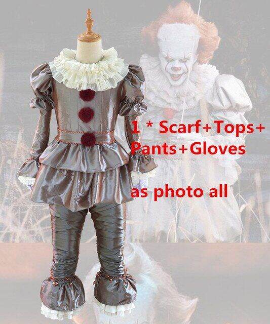 Movie Stephen King It Costume Joker Pennywise Mask Horror Cosplay Latex Helmet Clown Halloween