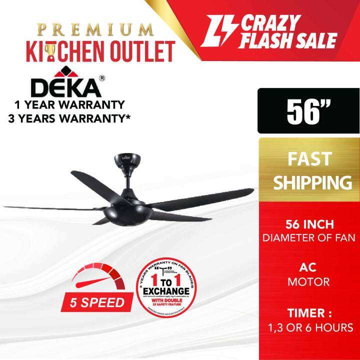 Deka 56 Inch 5 Blades 5 Speeds Ceiling Fan J5S BK | J5S WH | Remote ...
