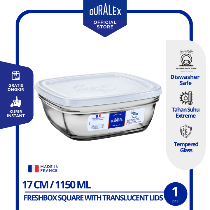 Duralex Freshbox Square with Translucent Lids 17cm/1150 ml - Grey | Lazada Indonesia