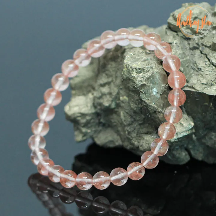 หินเชอรี่ควอตซ์ ขนาด 6 มิล Cherry Quartz แต่งสี กำไลหินมงคล ช่วยเสริม ...