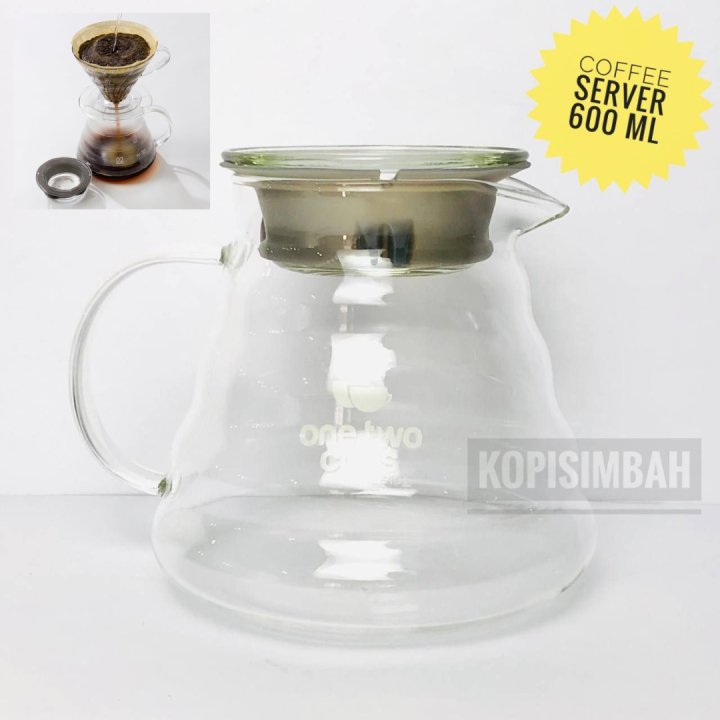 Coffee Server V60 Glass 600 ml Gelas Teko Kaca Size 02 Serve Penyaji ...