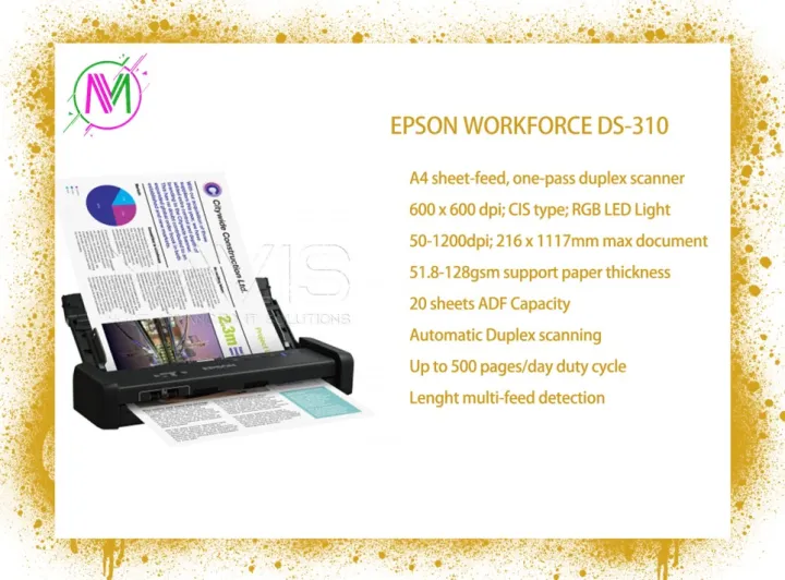 Epson WorkForce DS-310 Portable Sheet-fed Document Scanner | Lazada PH