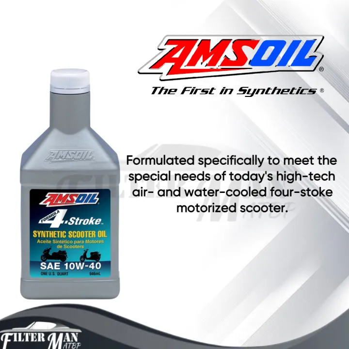 AMSOIL SAE 10W-40 FORMULA 4-STROKES SYNTHETIC SCOOTER OIL PROTECTION ...