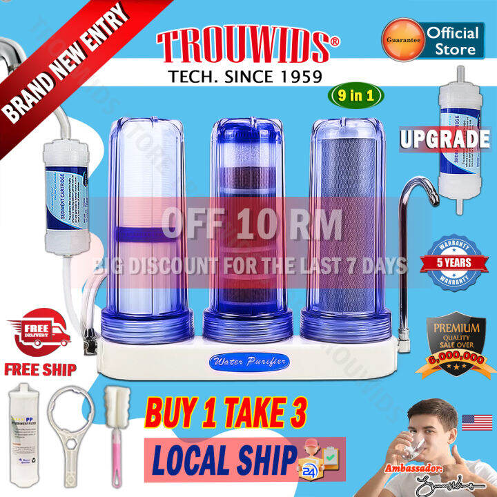 TROUWIDS Alkaline Water Purifier 9 in 1 Water Filter Penapis Air ...