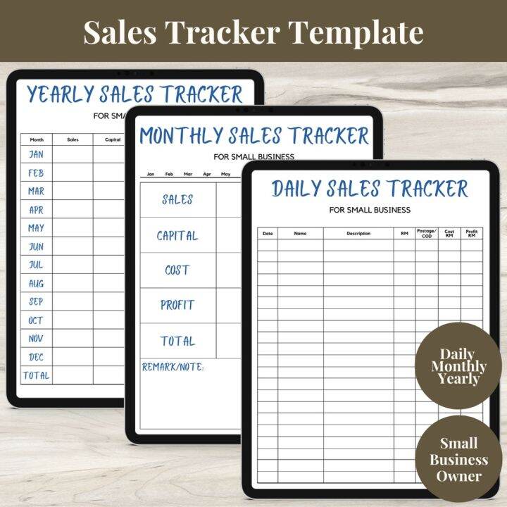 Sales Tracker Template Daily Monthly Yearly Sales Tracker For Small ...