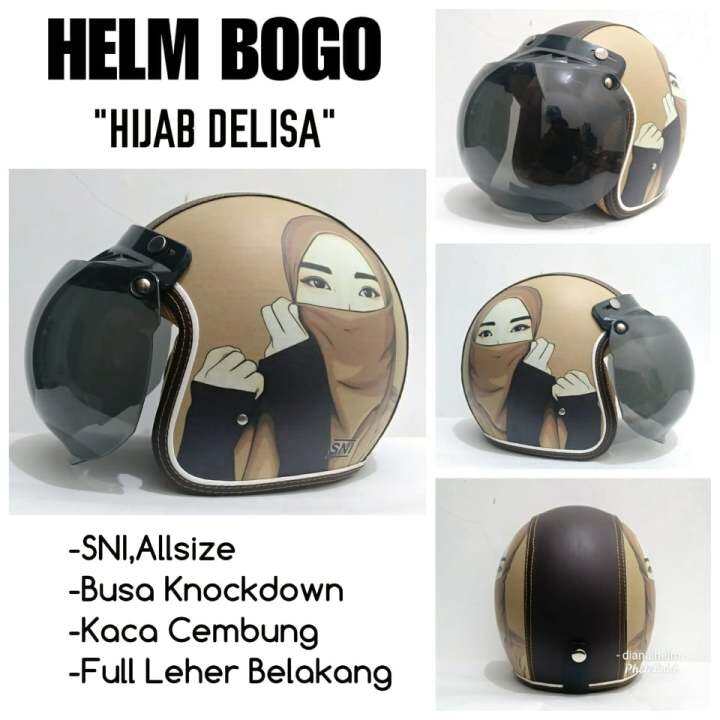 Helm Bogo Karakter Hijab Delisa Kaca Cembung Lokal | Lazada Indonesia