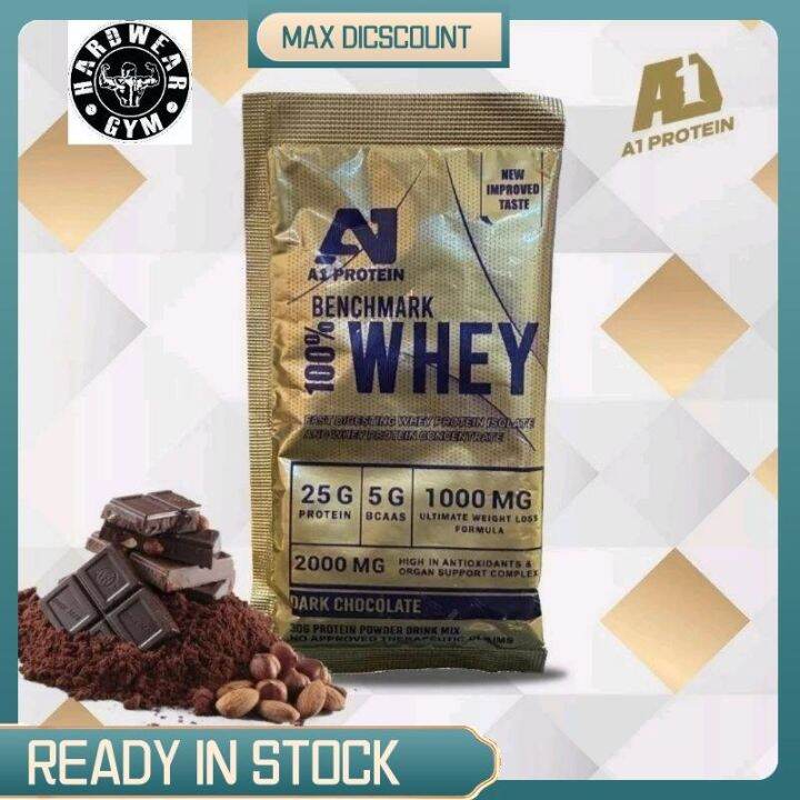 A1 Protein Benchmark whey protein 1 sachet per serving Expiry date 4/13 ...